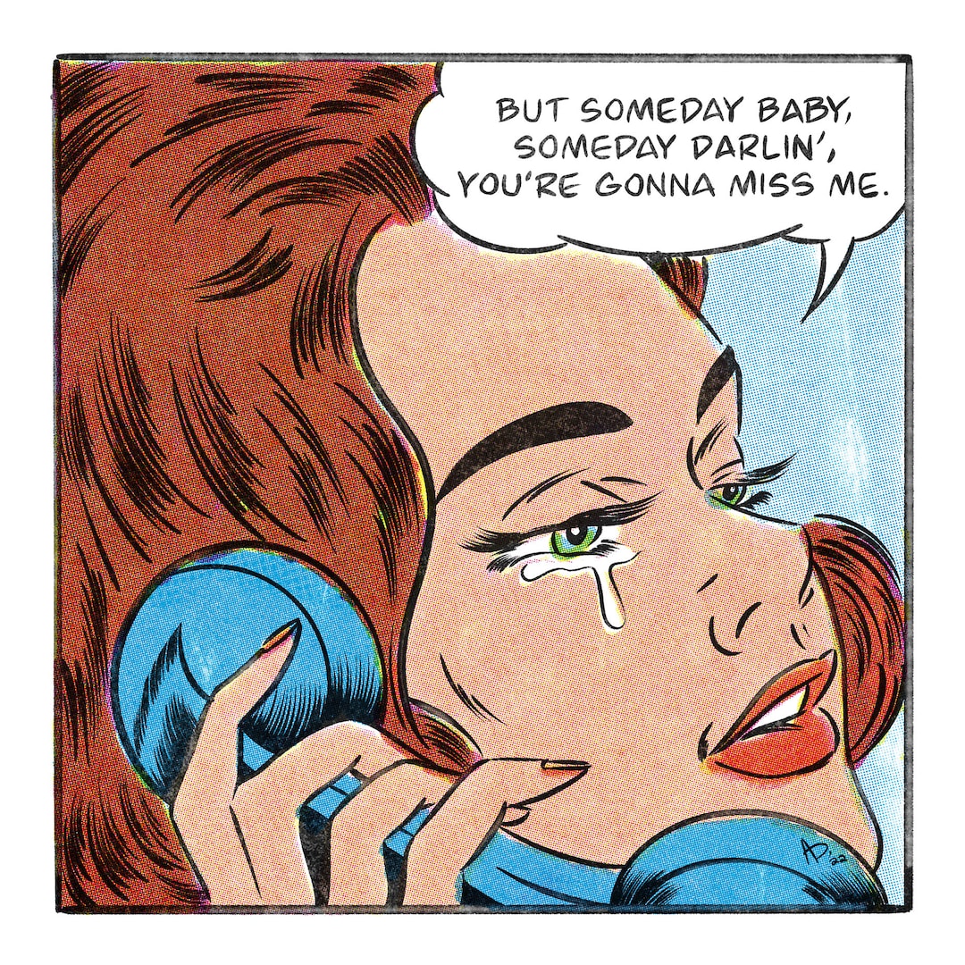 Crying Comic Girl, Retro Art Print, Retro Art Decor, Vintage Comic Art ...