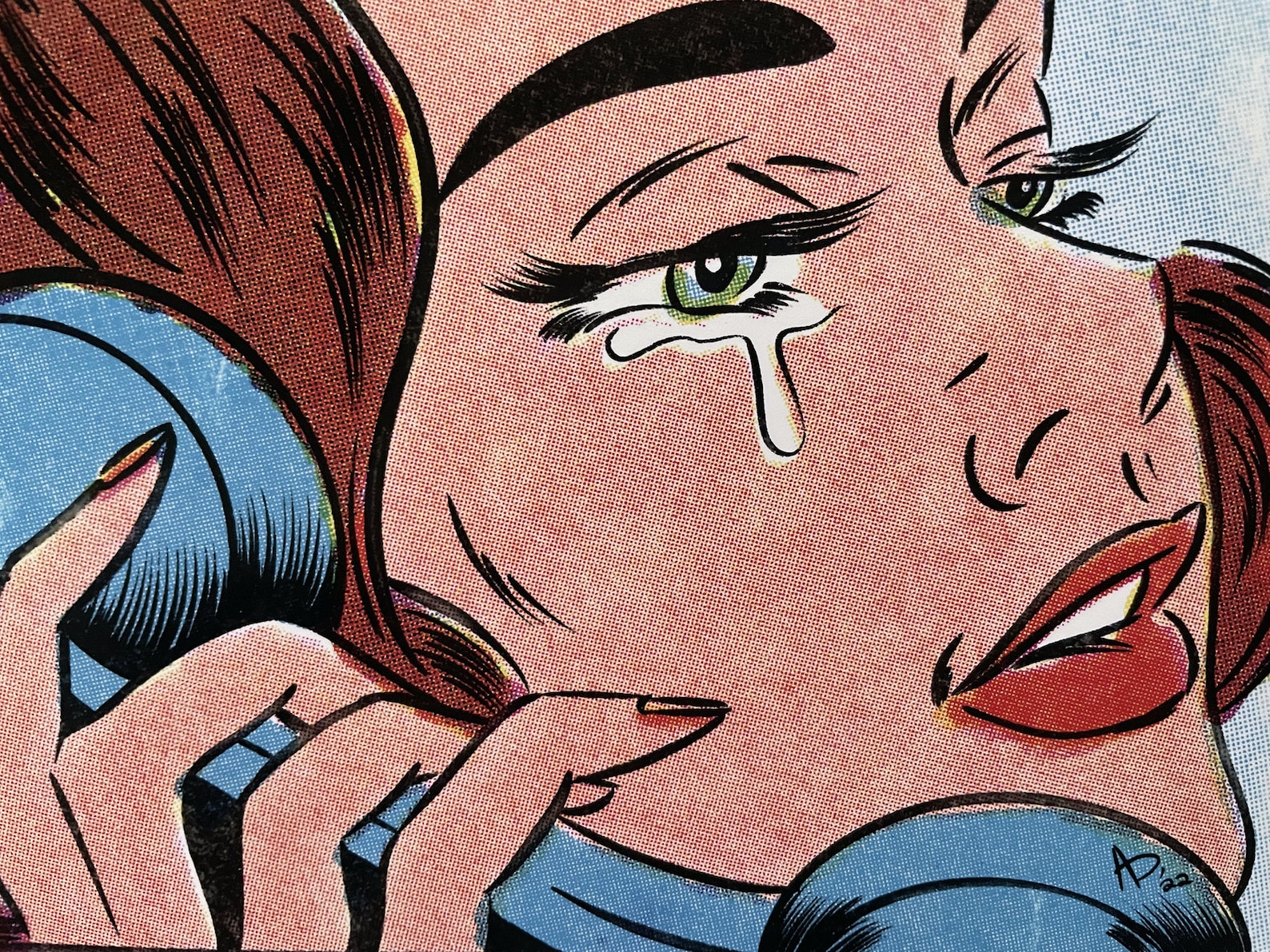 Crying Comic Girl, Retro Art Print, Retro Art Decor, Vintage Comic Art ...
