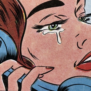 Crying Comic Girl, Retro Art Print, Retro Art Decor, Vintage Comic Art ...