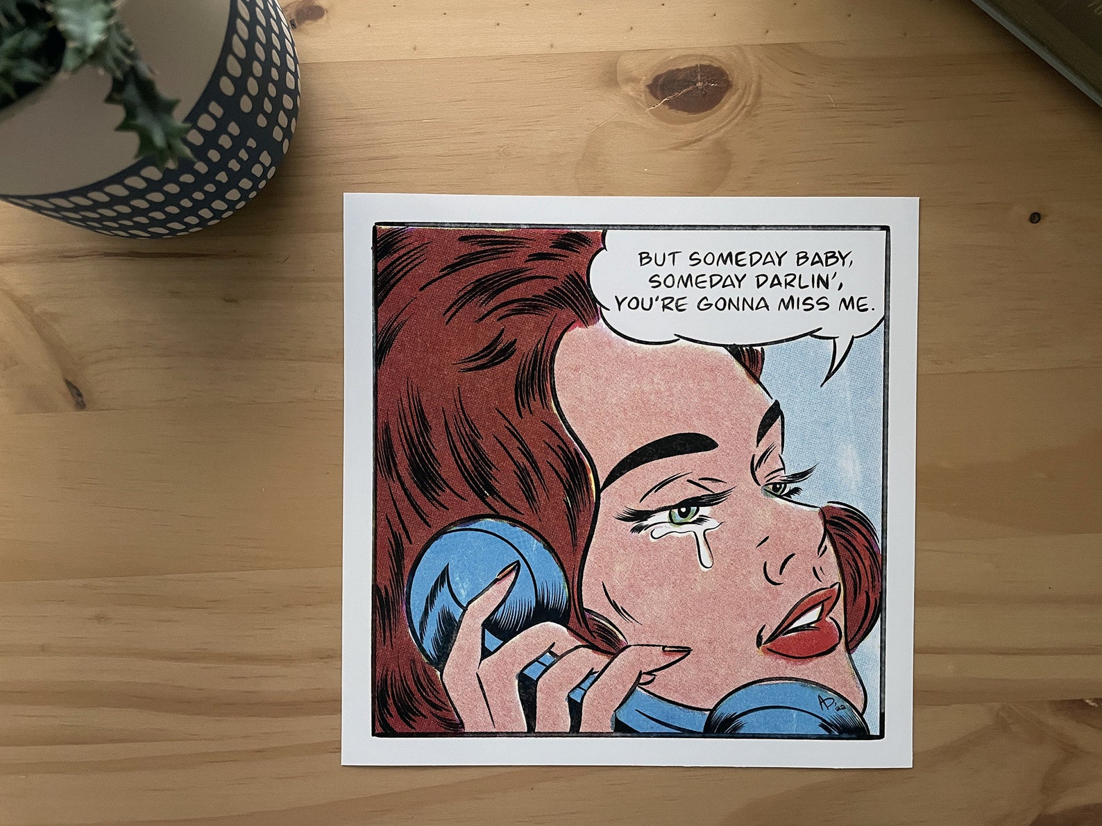 Crying Comic Girl, Retro Art Print, Retro Art Decor, Vintage Comic Art ...