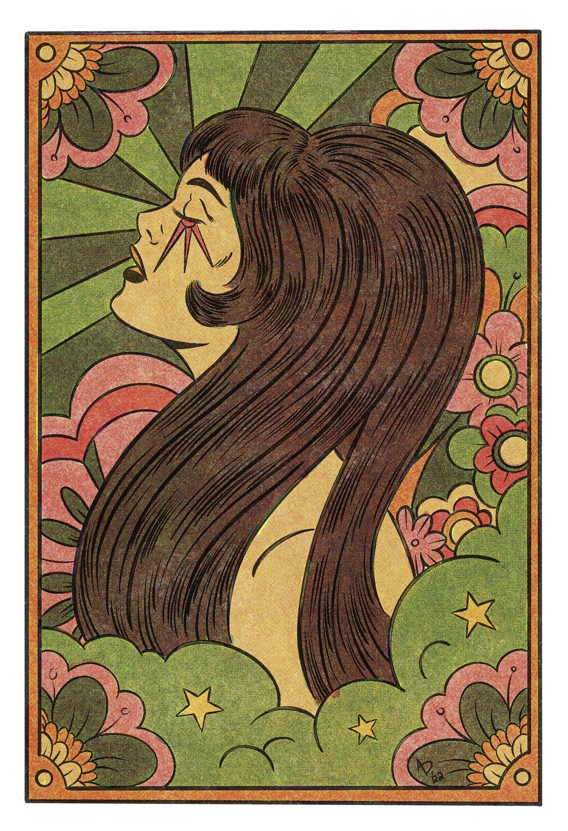 Psychedelic Art Poster, 70s Wall Art, Retro Art Print, Comic Girl Art ...