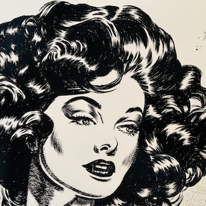 Retro Illustration Print, 50s Artwork, Vintage Digital Art, Pen and Ink ...