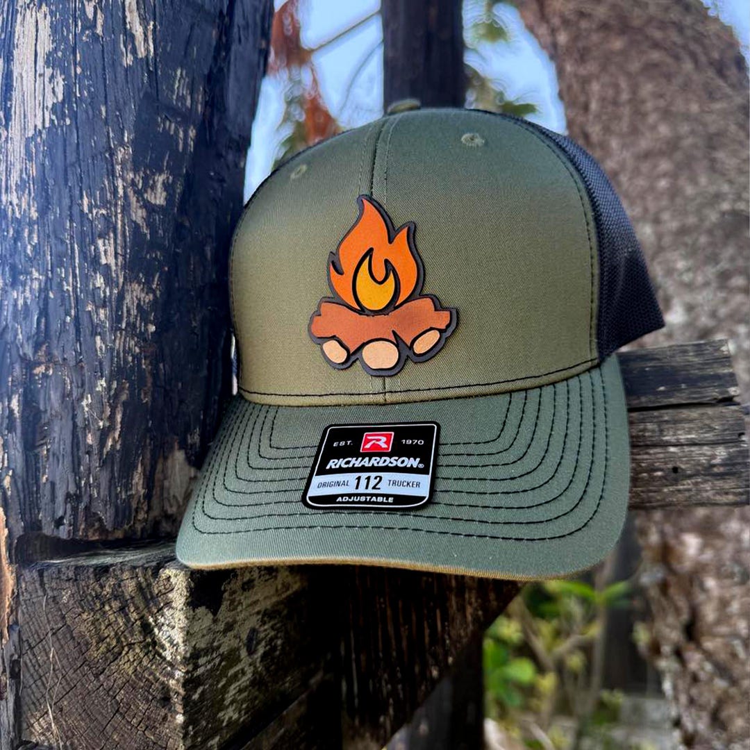 Campfire Hat, 3D Patch Richardson 112 Trucker Cap, Camping Gift for Men ...