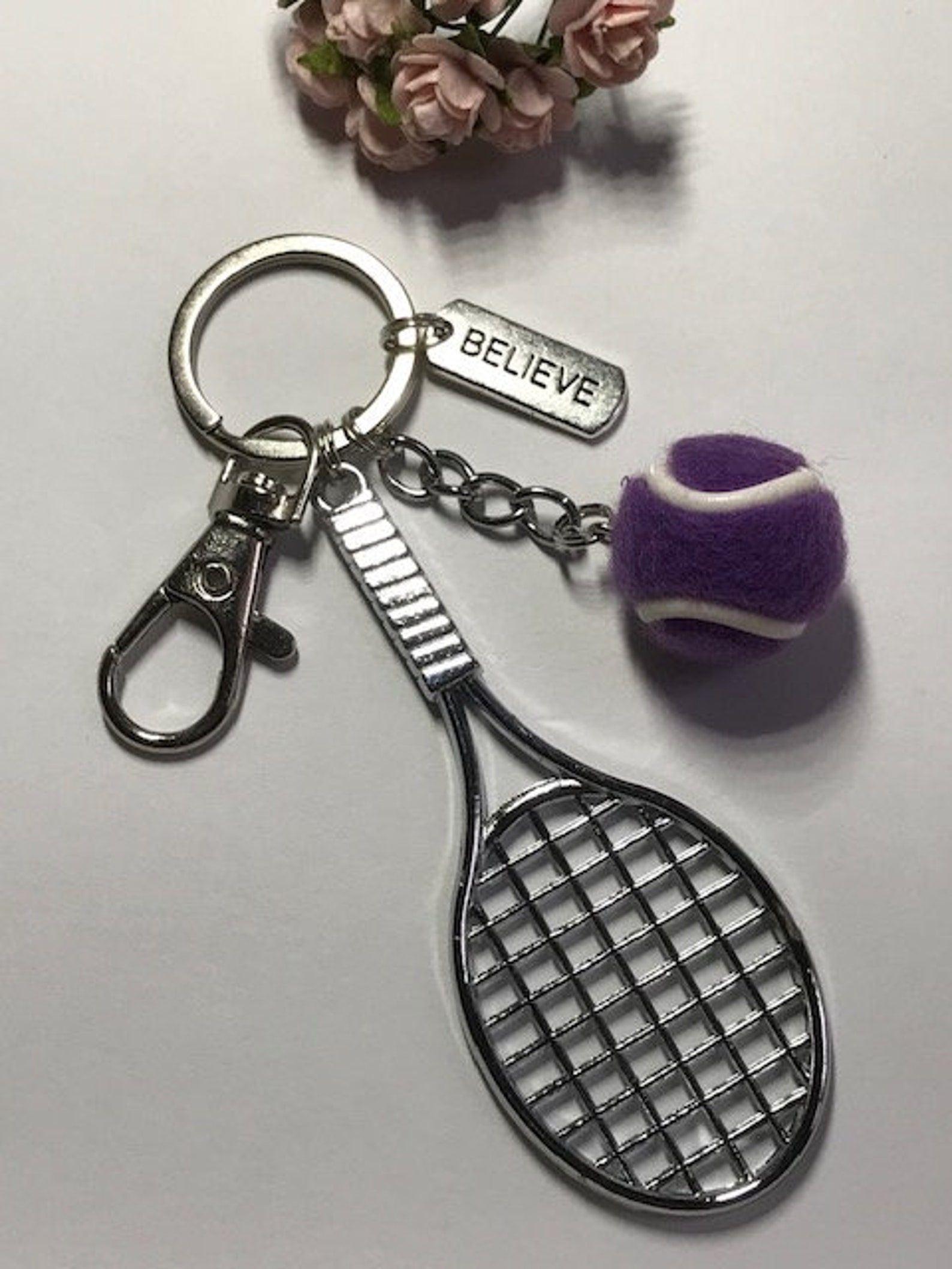 Tennis Racket and Ball Keychain, Gift for Tennis Player, Kawaii Tennis ...