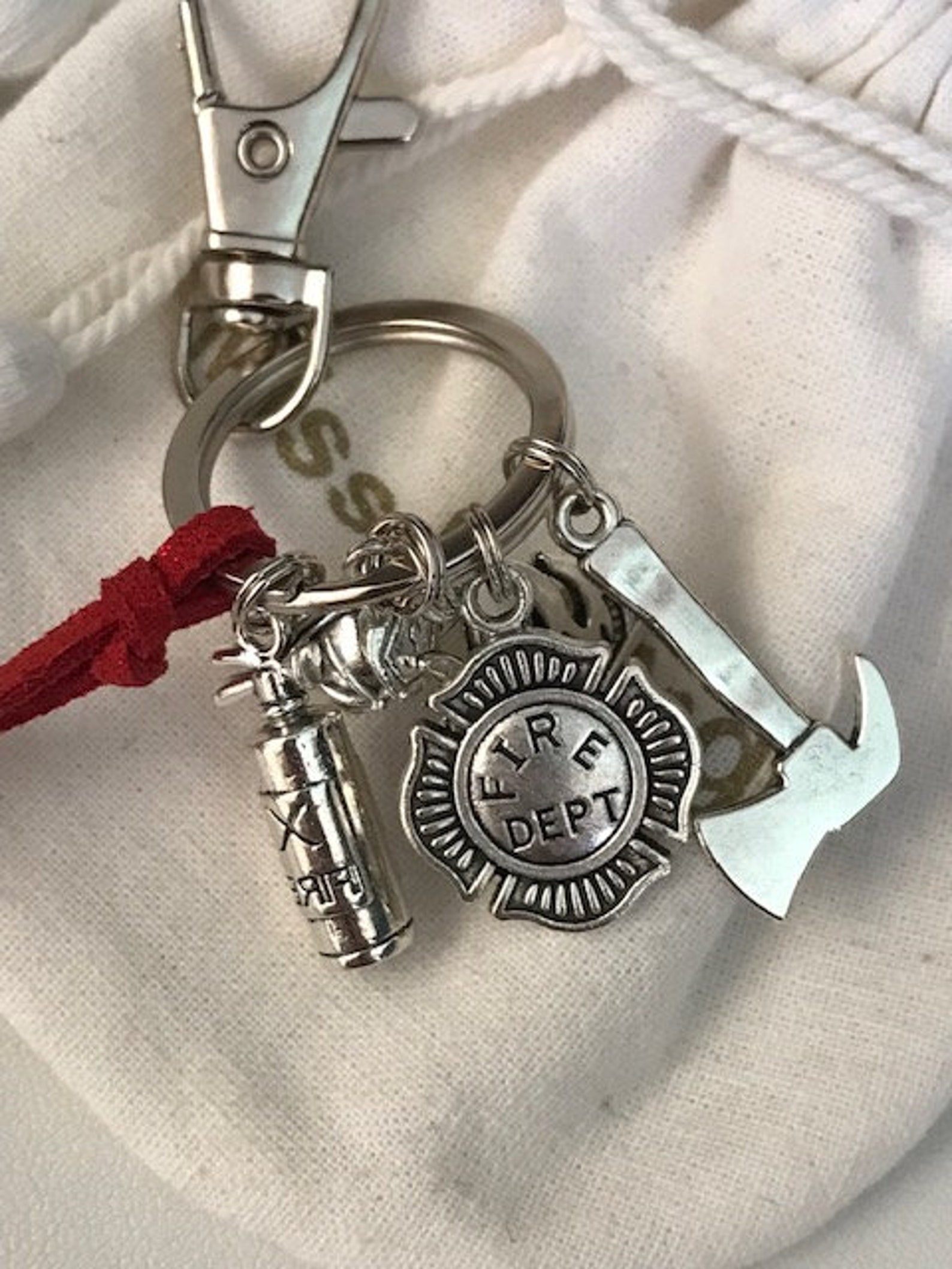 Firefighter Helmet Flame Ax Key Ring, Gift for Firefighter, Gift for ...