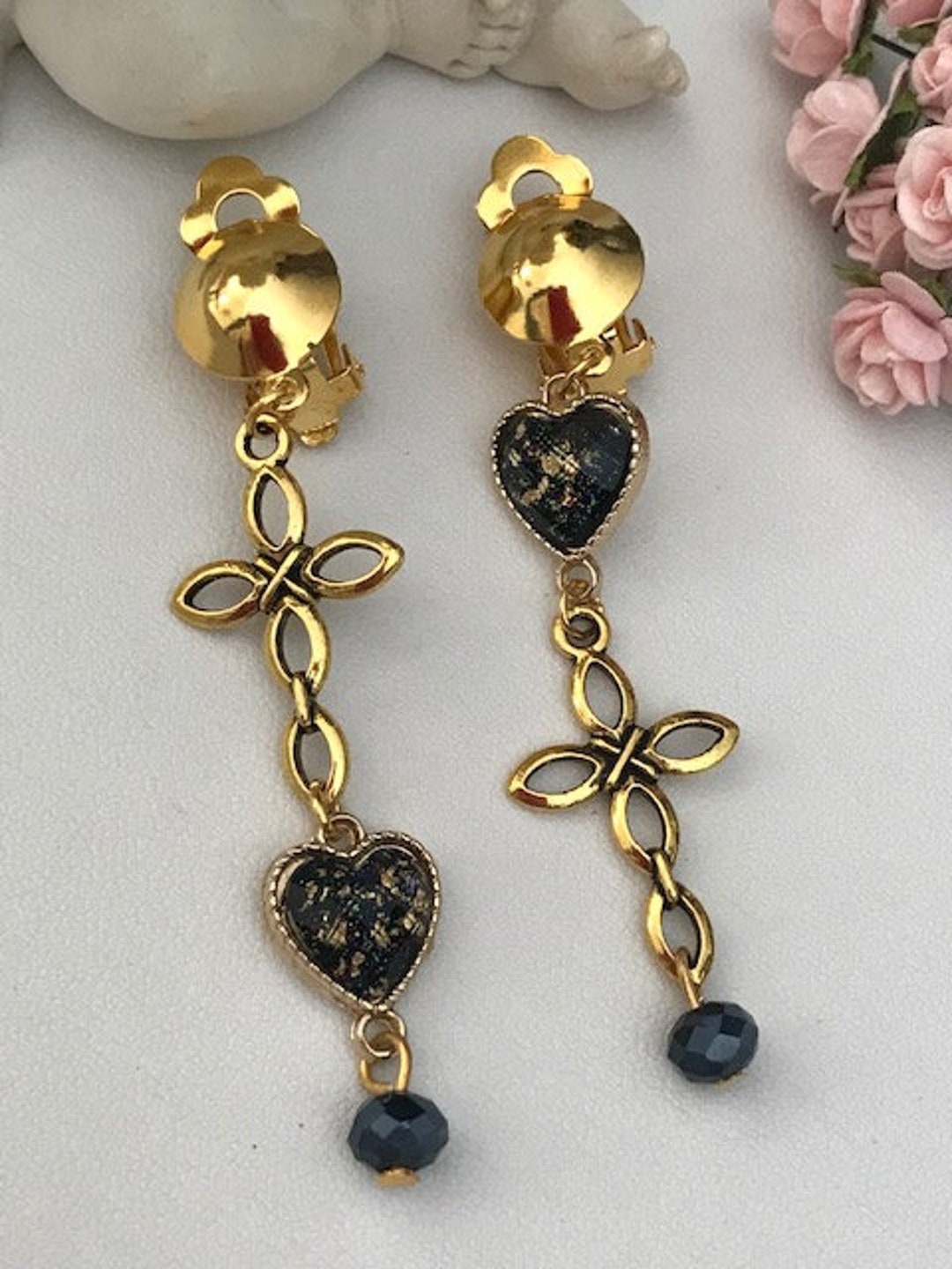 Sacred Heart and Cross Clips, Asymmetrical Cross Ear Clips - Etsy Canada