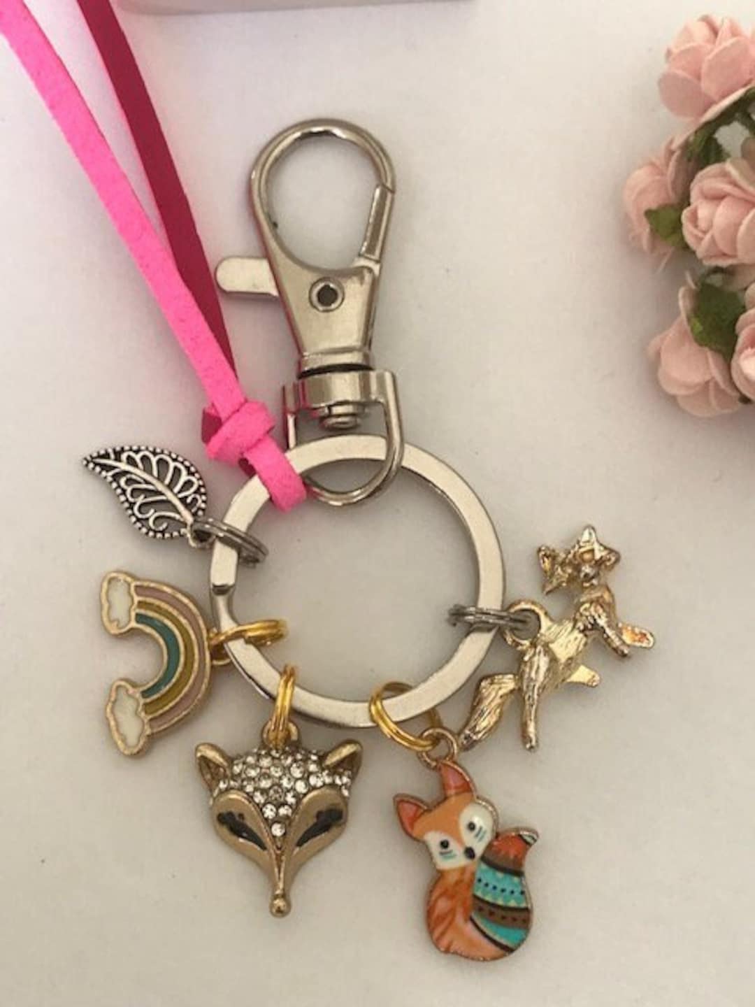 Fox Key Ring, Gift for Fox Mom, Fox Lover Gift, Kawaii Fox Charm ...