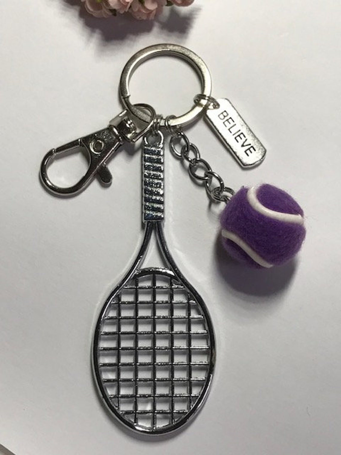 Tennis Racket and Ball Keychain, Gift for Tennis Player, Kawaii Tennis ...