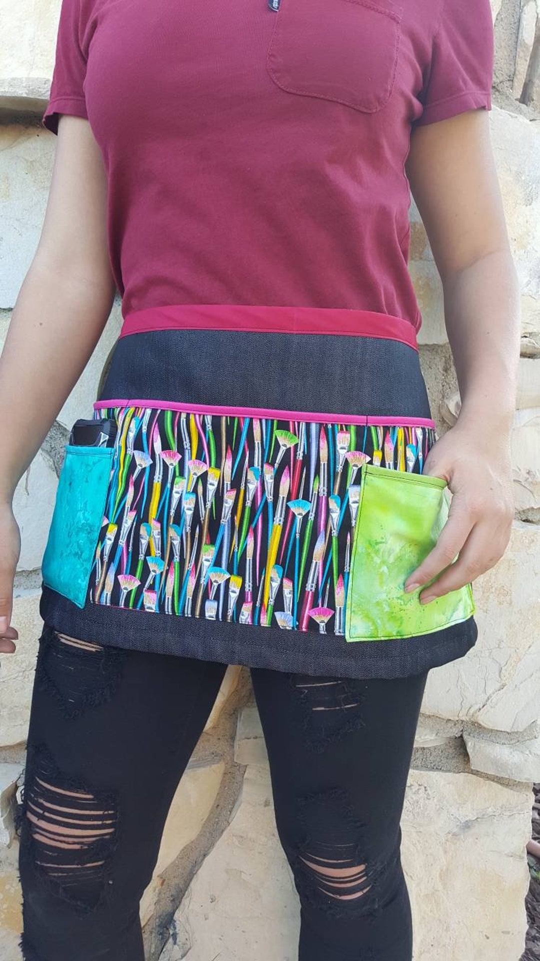 Artist Apron, Art Apron, Craft Apron, Teachers Apron, Paintbrush Print ...