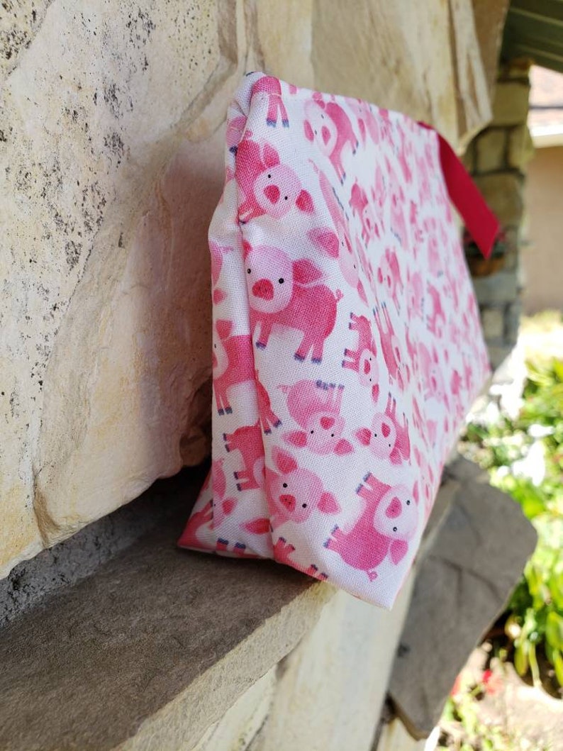Hot Pink Pigs Cosmetic Bag, Piggy Print Make-up Bag, Pig Print Cosmetic ...
