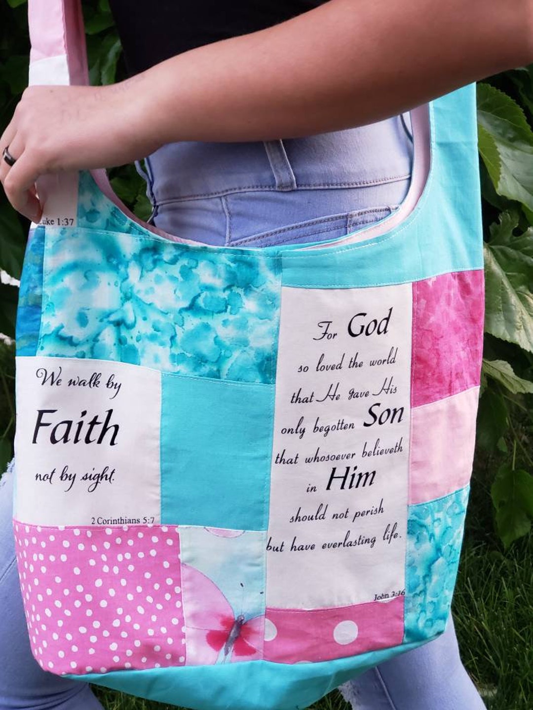 Bible Verse Hobo Bag, Religious Hobo Bag, Patchwork Inspirational Hobo ...
