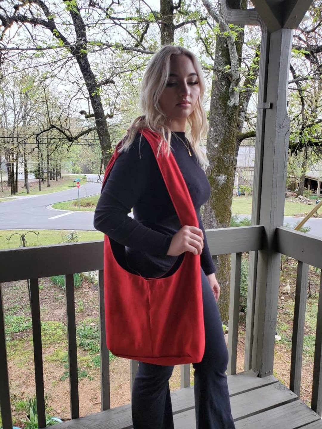 Red Suede Knotted Hobo Bag, Red Knotted Hobo, Red Suede Bag, Red ...