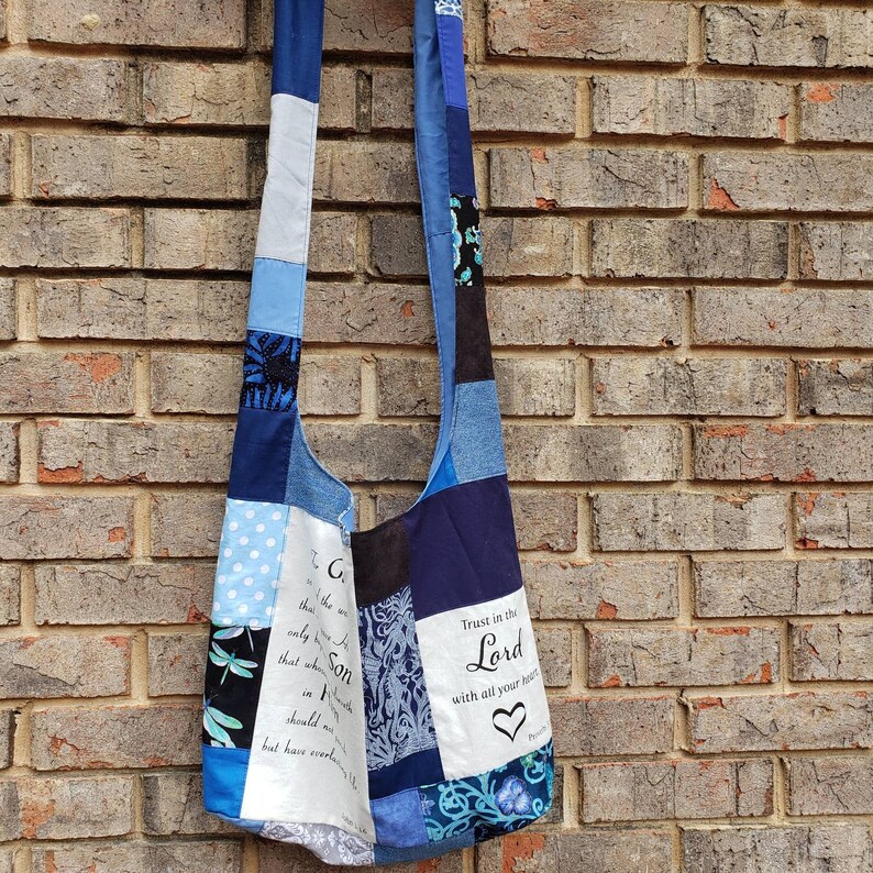 Bible Verse Hobo Bag, Religious Hobo Bag, Patchwork Inspirational Hobo ...