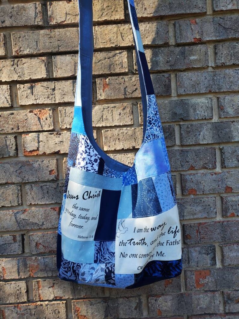 Bible Verse Hobo Bag, Religious Hobo Bag, Patchwork Inspirational Hobo ...