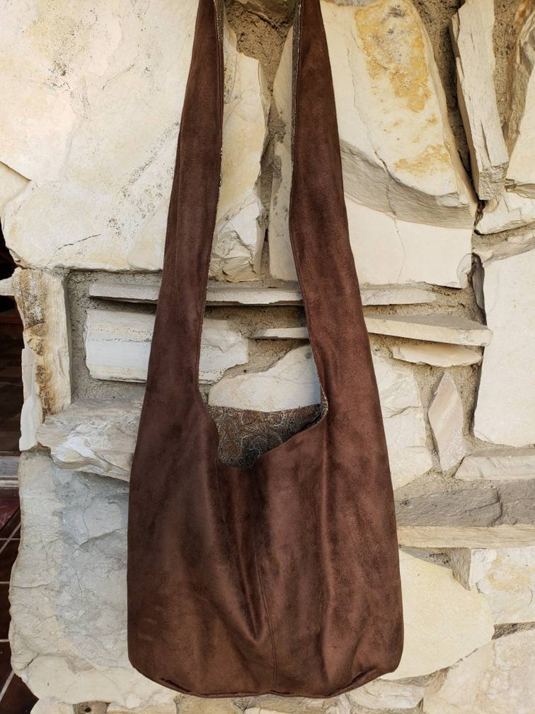 Dark Chocolate Brown Suede Crossbody Hobo Bag, Suede Hobo, Sling Bag ...