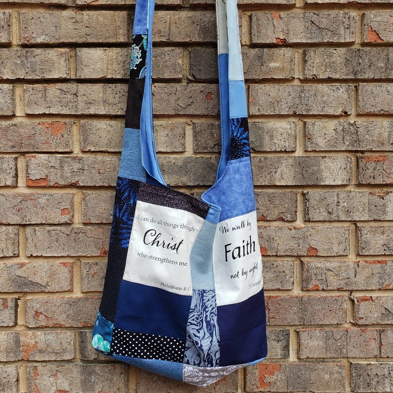 Bible Verse Hobo Bag, Religious Hobo Bag, Patchwork Inspirational Hobo ...
