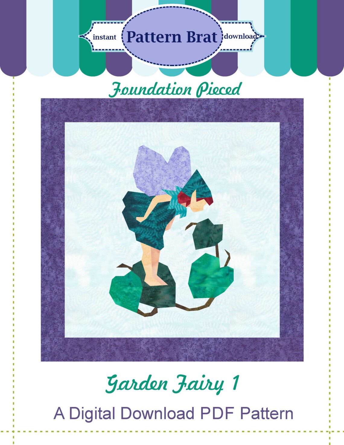 GARDEN FAIRY Quilt Block Pattern Instant Download Paper Pieced - Etsy ...