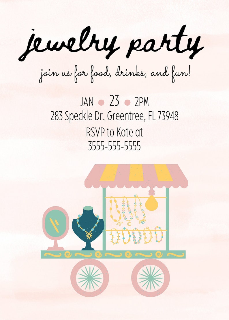 Jewelry Party Invitation | Necklace Bracelet Invite | Girls Accessory ...