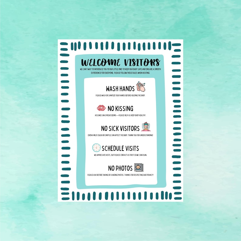 Baby Visitor Rules Sign: Printable Newborn Hospital Door Sign (PDF ...