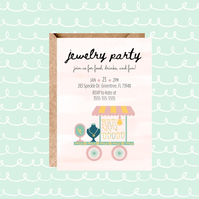 Jewelry Party Invitation | Necklace Bracelet Invite | Girls Accessory ...