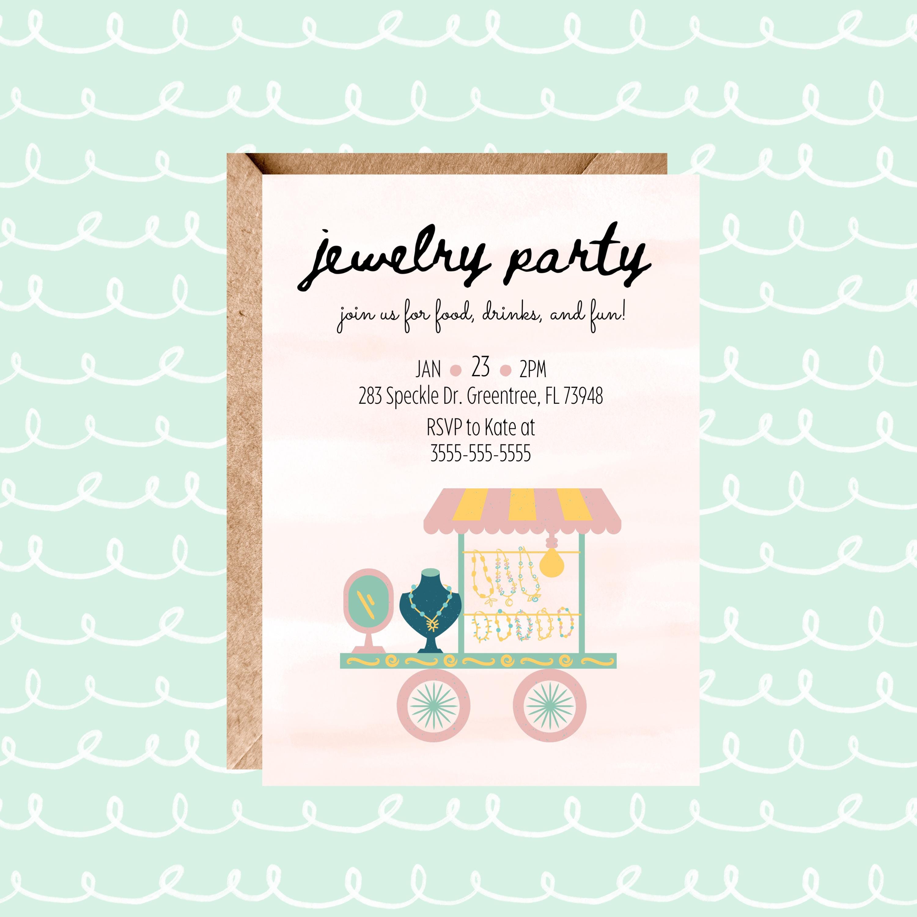 Jewelry Party Invitation | Necklace Bracelet Invite | Girls Accessory ...