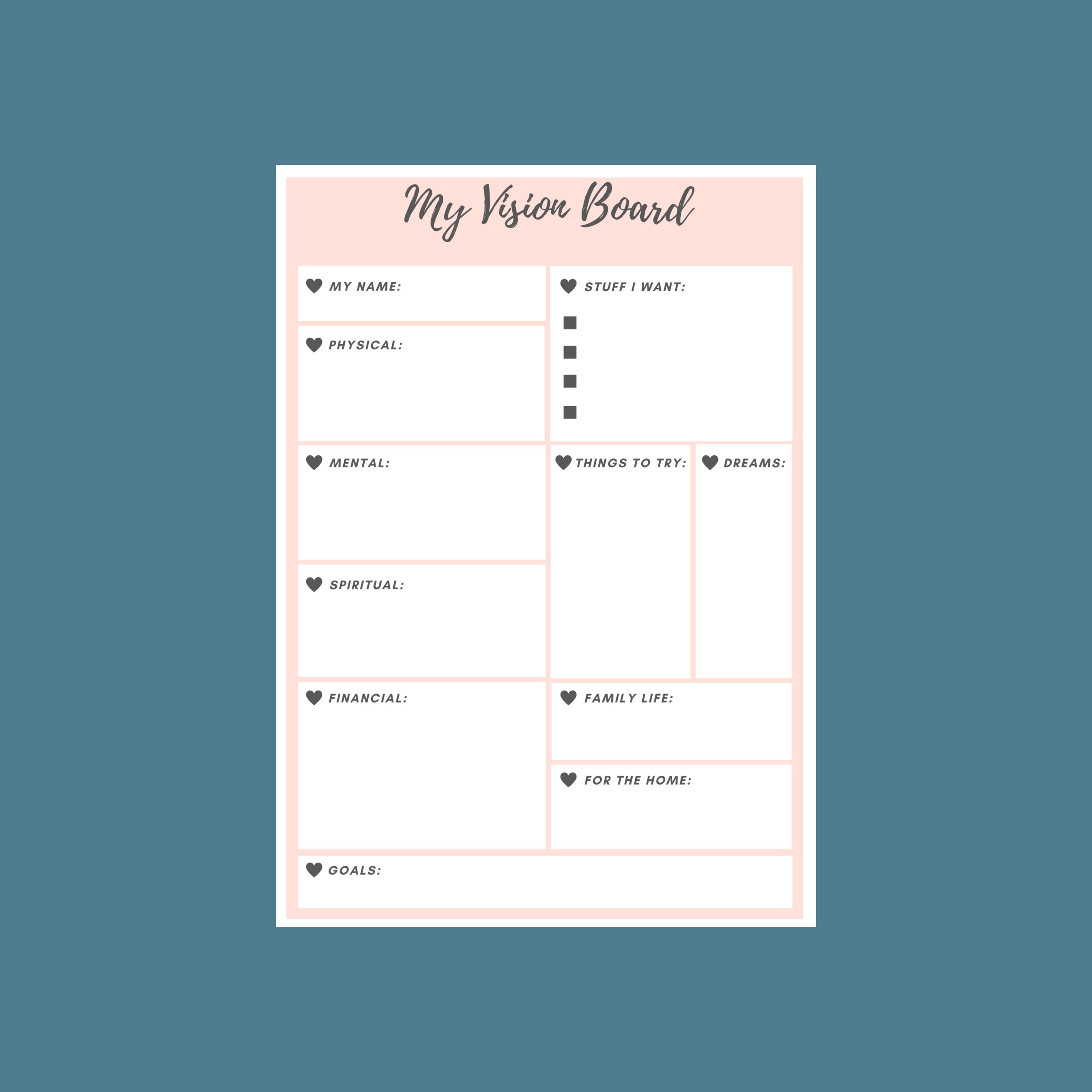 Vision Board Template: Dream & Goal Planner (PDF Download) - Etsy