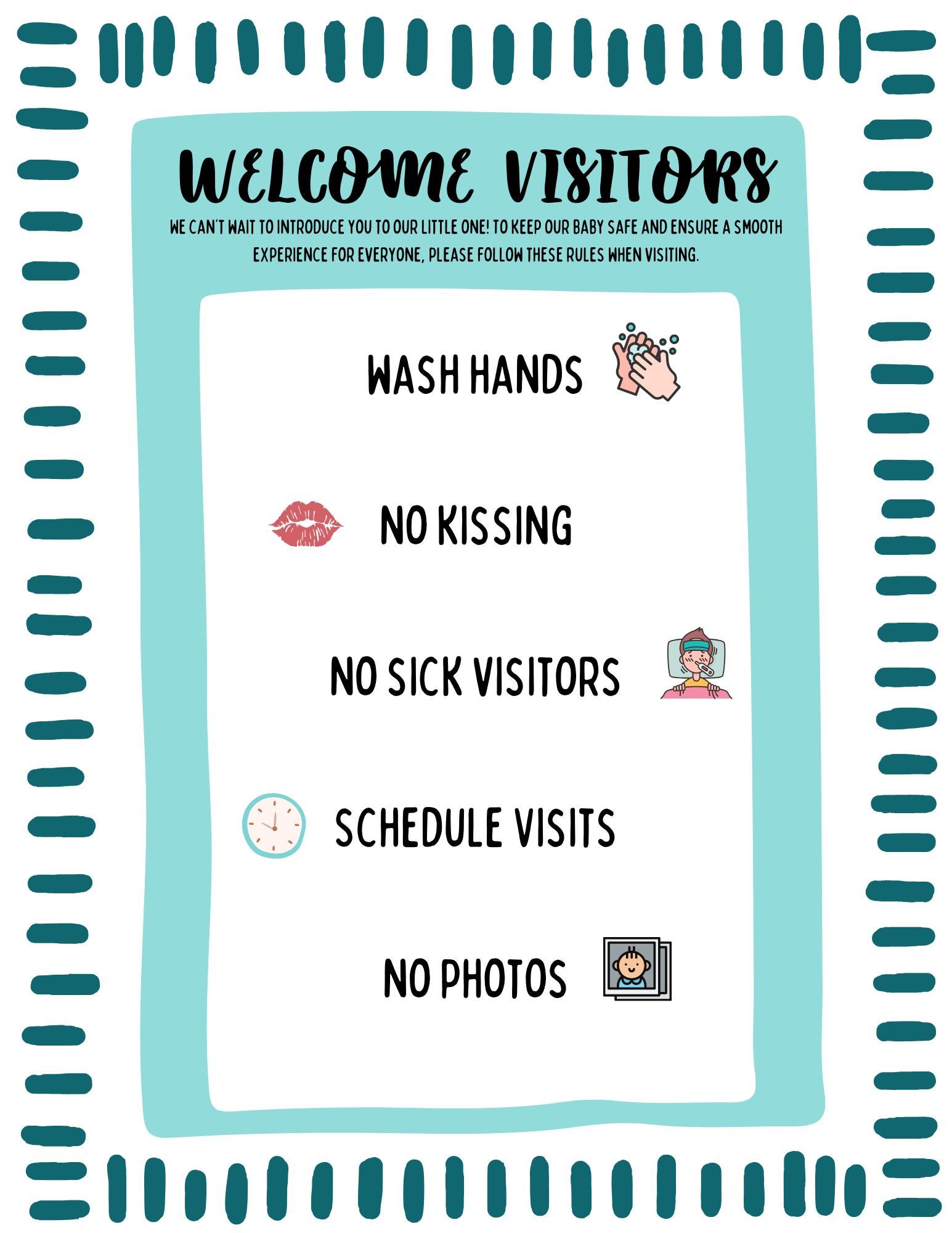 Baby Birth Hospital Visitor Rules | Printable PDF and Template ...