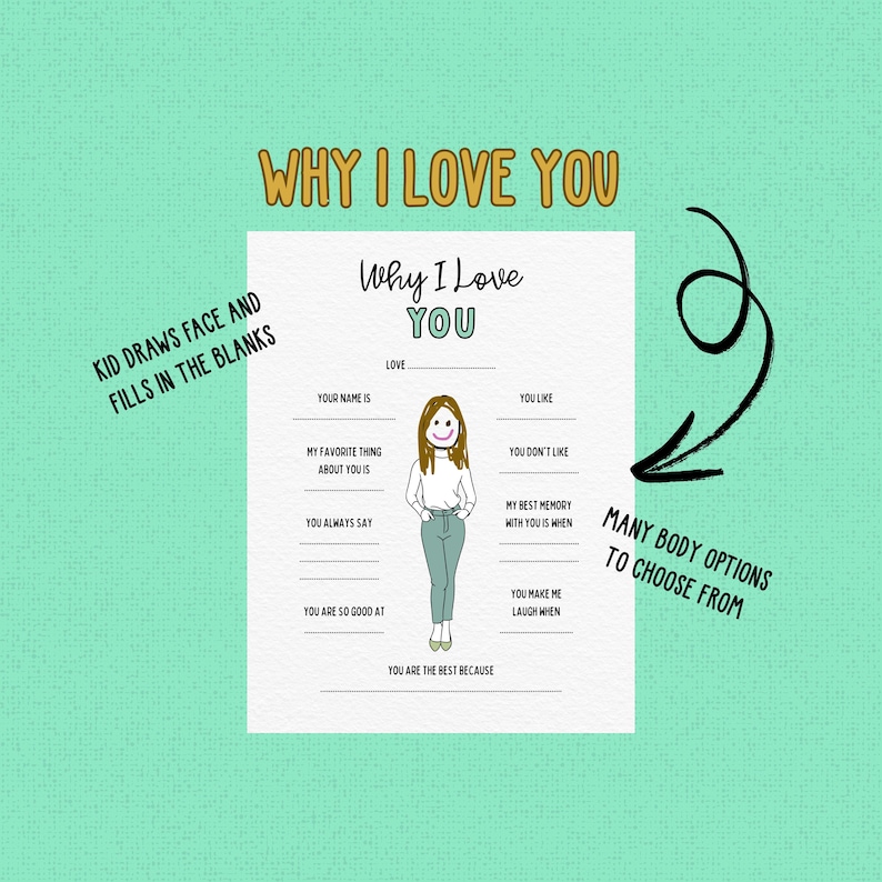 Why I Love You Printable: Fill-in-the-blank Canva Template (digital ...