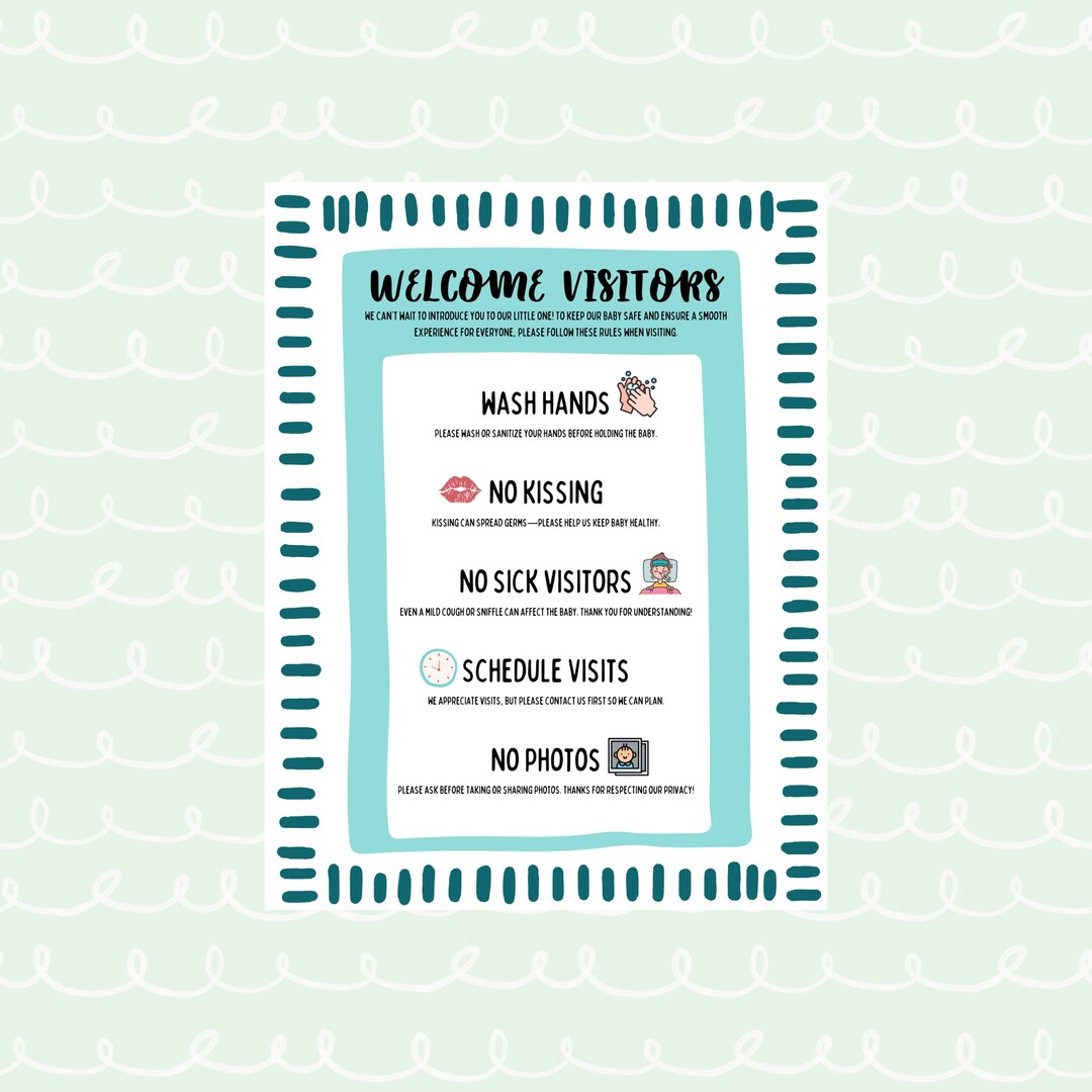 Baby Visitor Rules Sign: Printable Newborn Hospital Door Sign (PDF ...