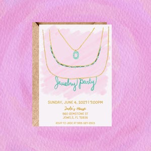 Jewelry Party Invitation Pink Editable Digital Download Customizable ...