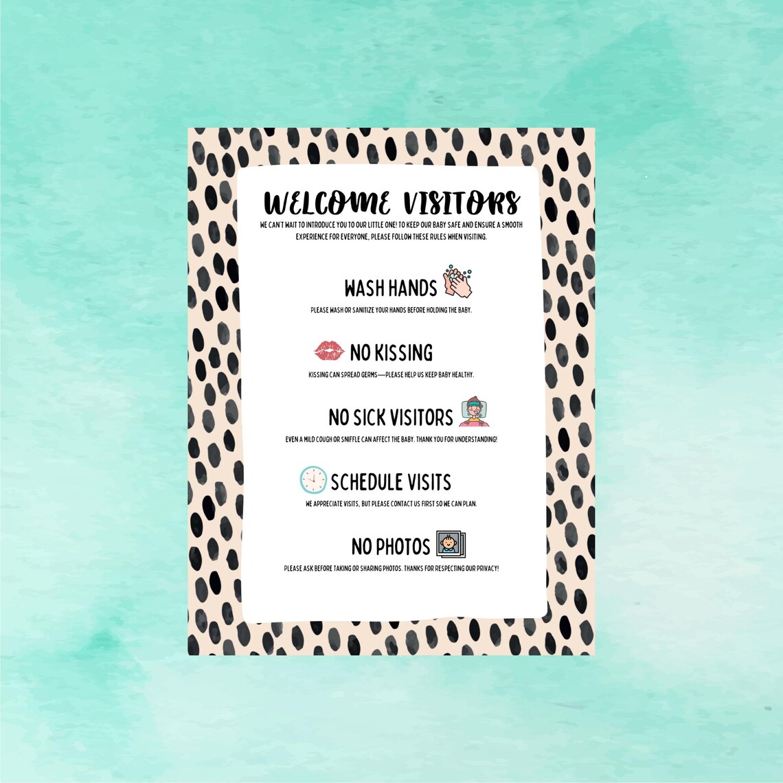 Baby Birth Hospital Visitor Rules | Printable PDF and Template ...