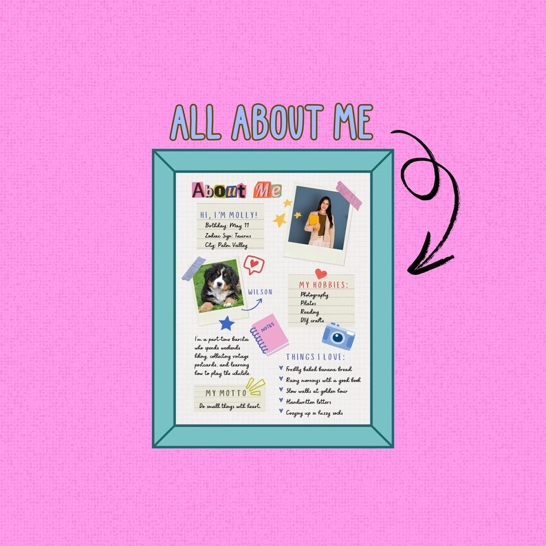 All About Me Scrapbook Template: Editable Canva Magazine Style (digital ...