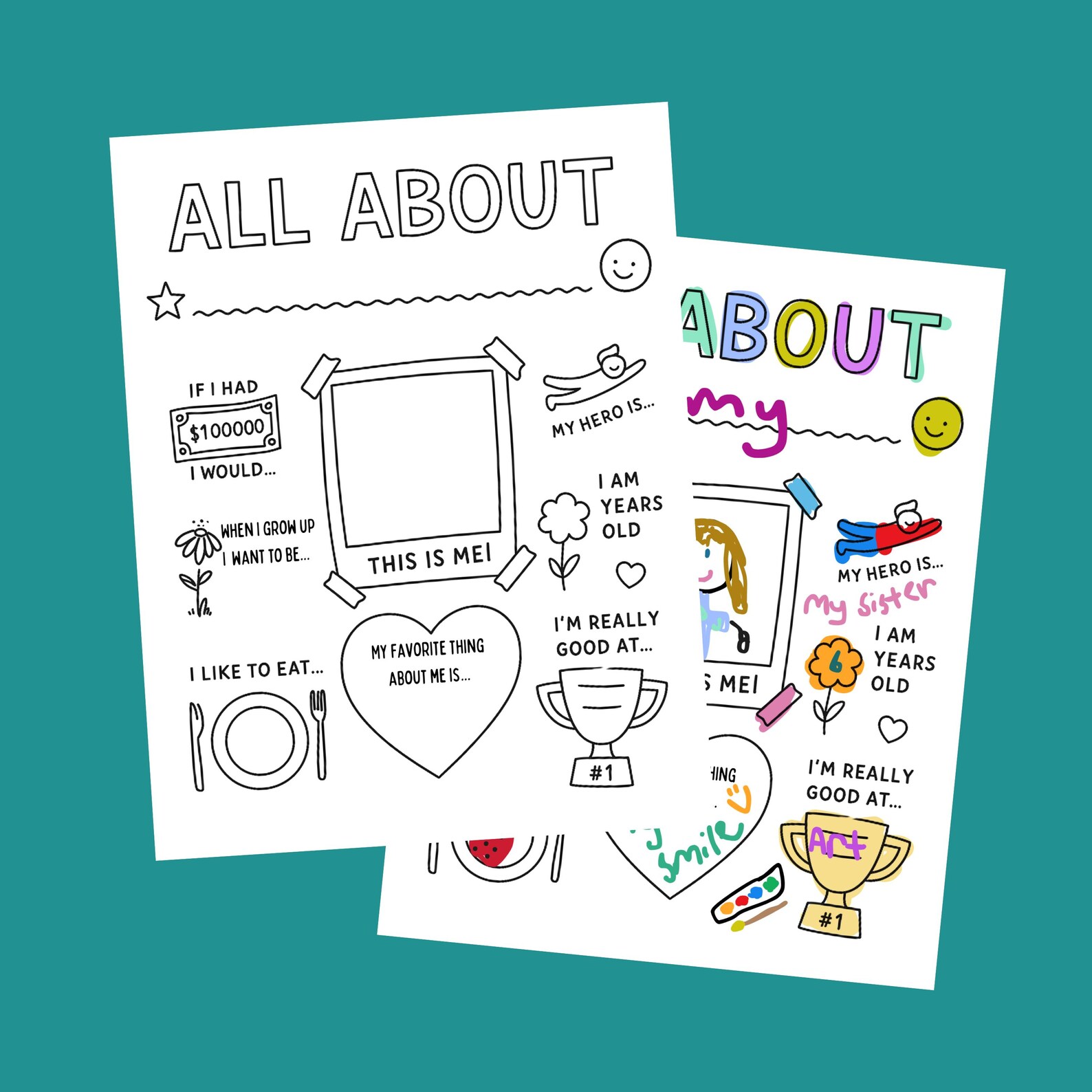 All About Me Worksheet for Kids – Canva Editable Template (8.5x11 ...