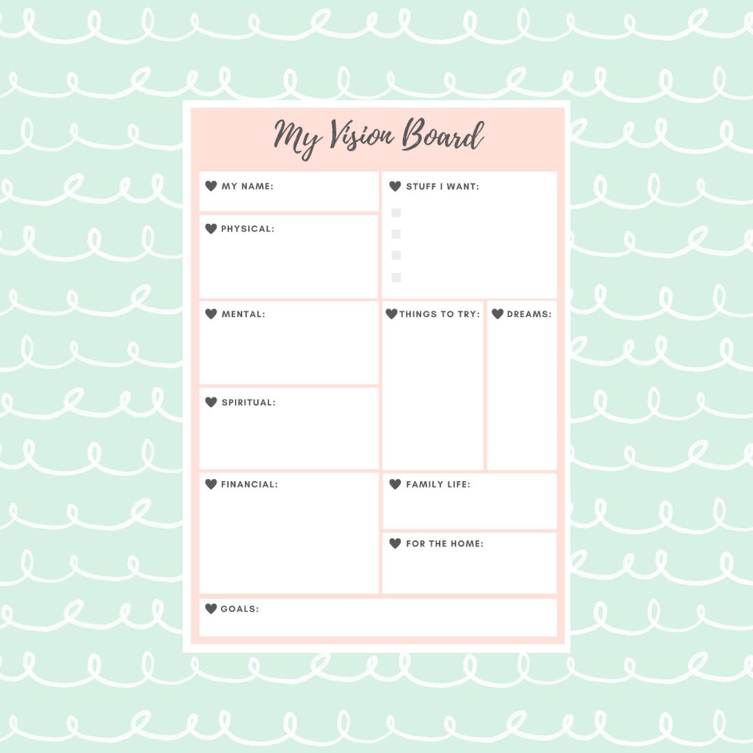 Vision Board Template: Dream & Goal Planner (PDF Download) - Etsy