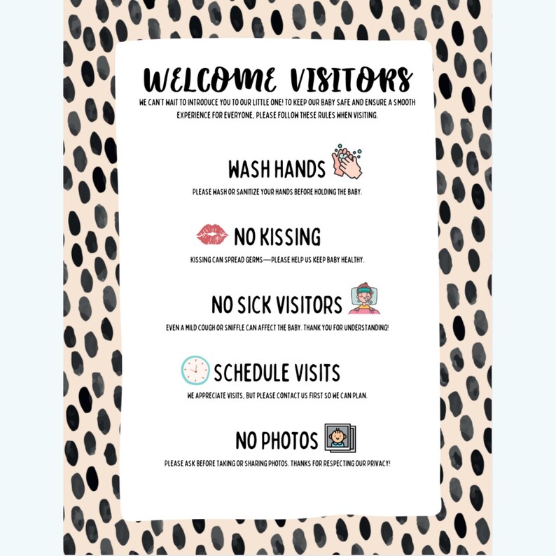 Baby Birth Hospital Visitor Rules | Printable PDF and Template ...