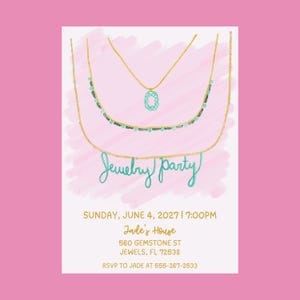 Jewelry Party Invitation Pink Editable Digital Download Customizable ...