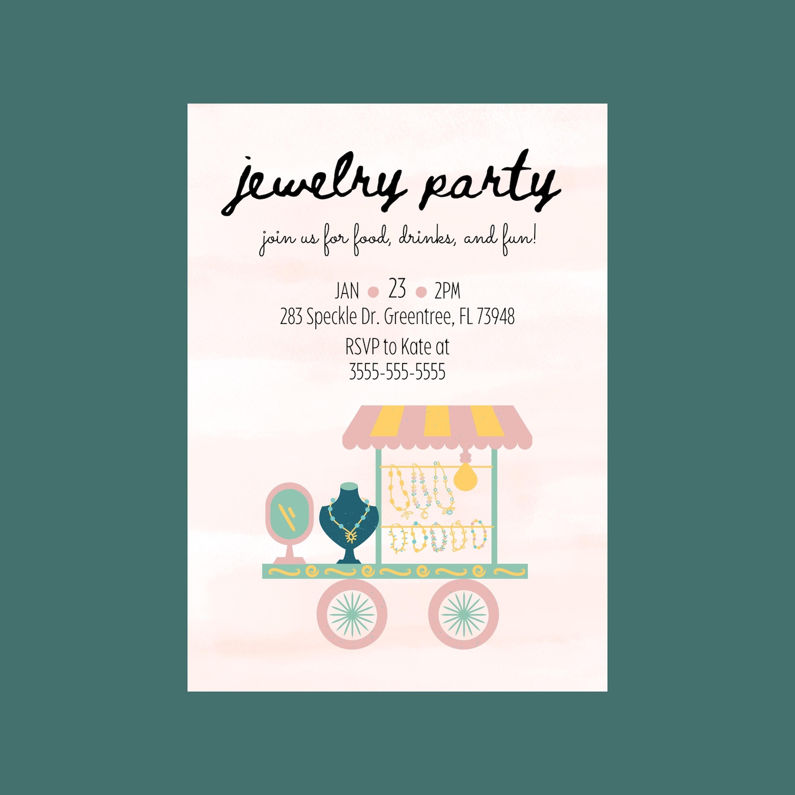 Jewelry Party Invitation | Necklace Bracelet Invite | Girls Accessory ...