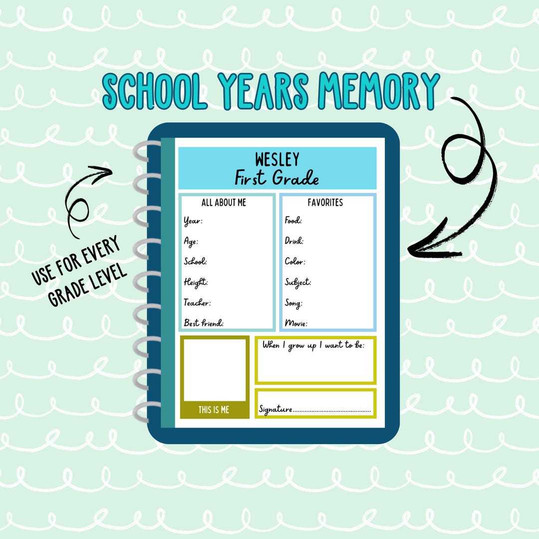 School Memory Book Printable | Preschool to 12th Grade (digital ...