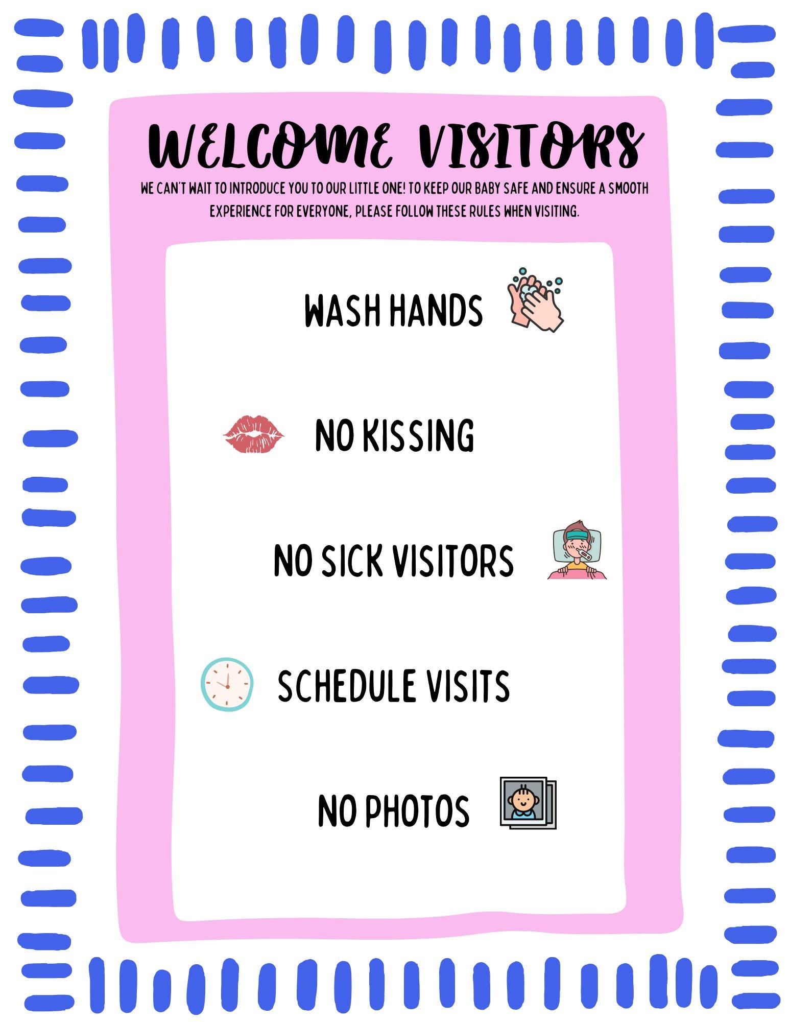 Printable PDF and Template Baby Birth Hospital Visitor Rules Newborn ...