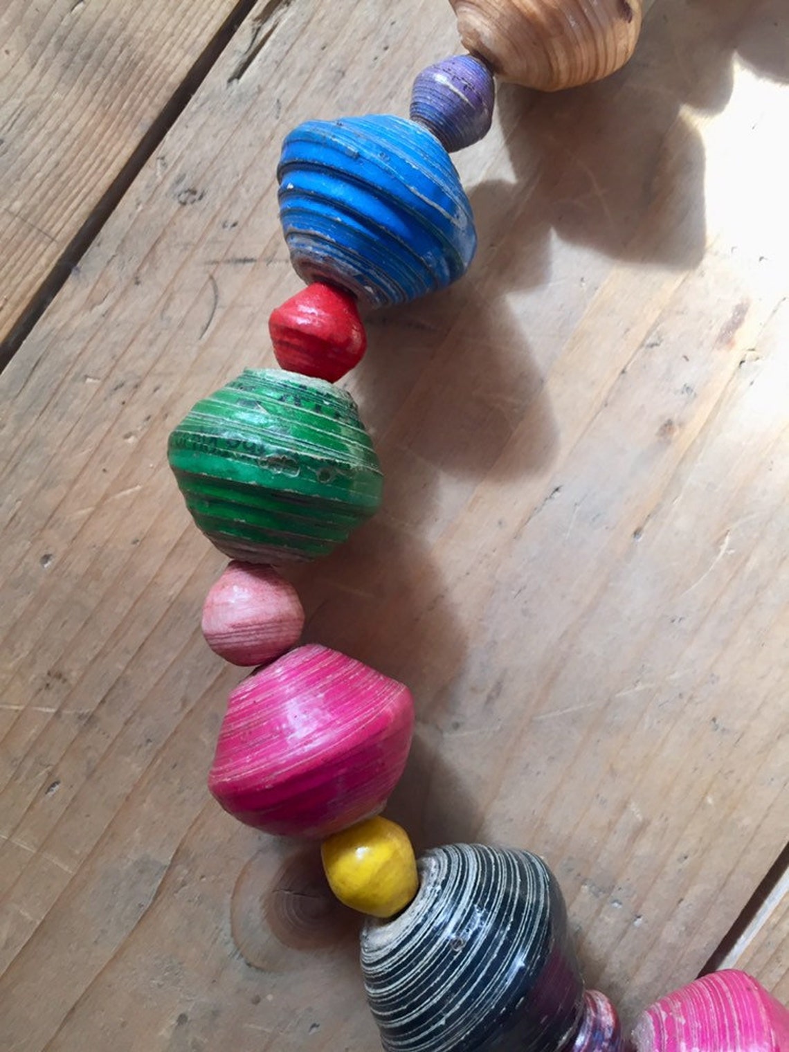 Large African Paper Beads Statement Necklace Colourful Hippie - Etsy