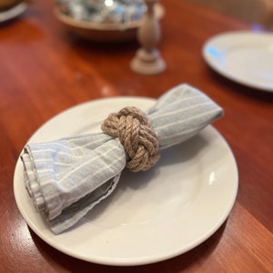 Nautical Table Decor, Natural Fiber Napkin Rings, Nautical Rope Napkin ...