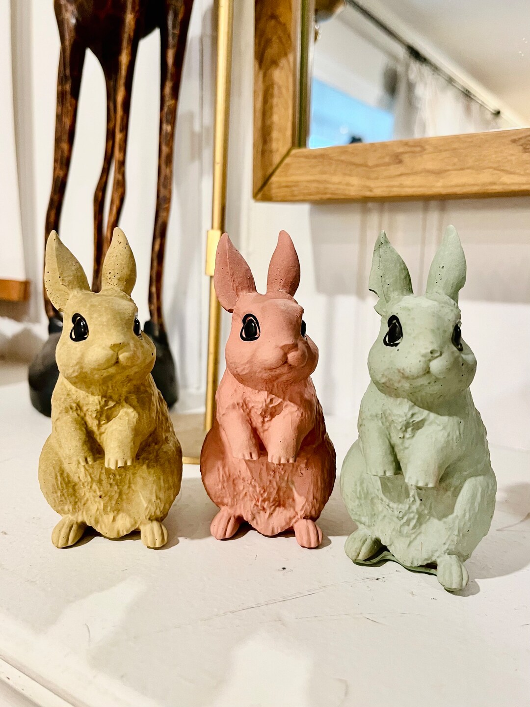 Understated Rustic Cement Easter Decor, Minimalist Easter Bunny ...