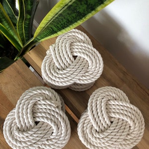 White Nautical Rope Coasters, Sailing Knot Coasters, Sailing Groomsmen ...