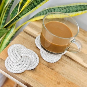 White Nautical Rope Coasters, Sailing Knot Coasters, Sailing Groomsmen ...