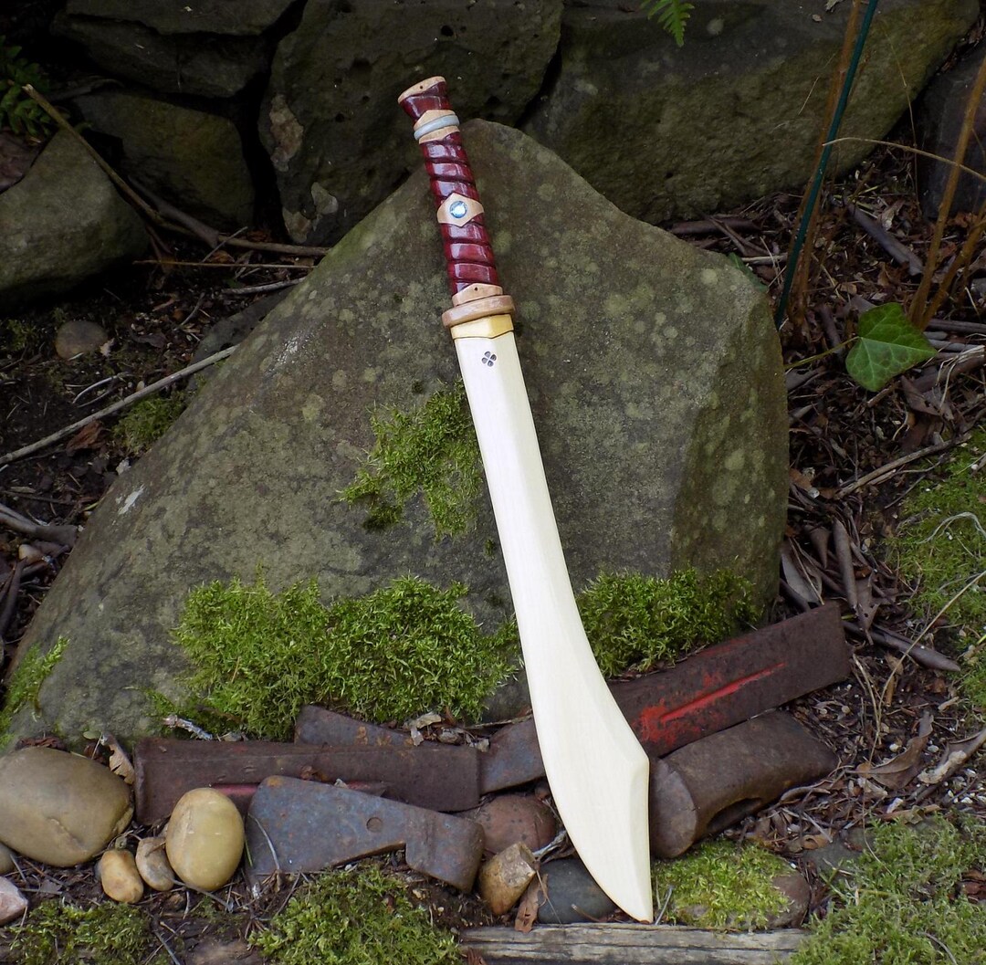 SCIMITAR/ Lion of the Desert/ Hand Made Wood Toy Sword/ Cabernet Wrap ...