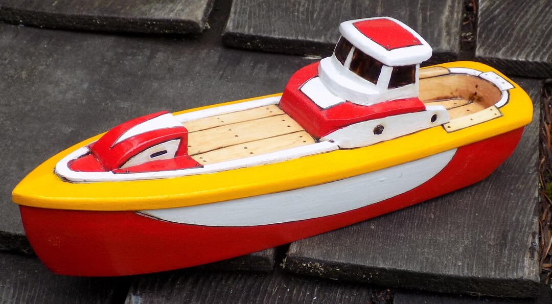 RACER/ Hand Made Wood Toy Boat/red and White - Etsy