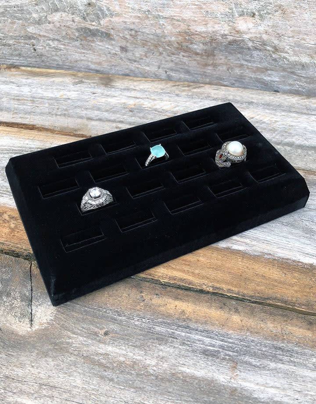 Velvet Ring Finger Display Slanted 18 Rings (DRG1246) - Etsy