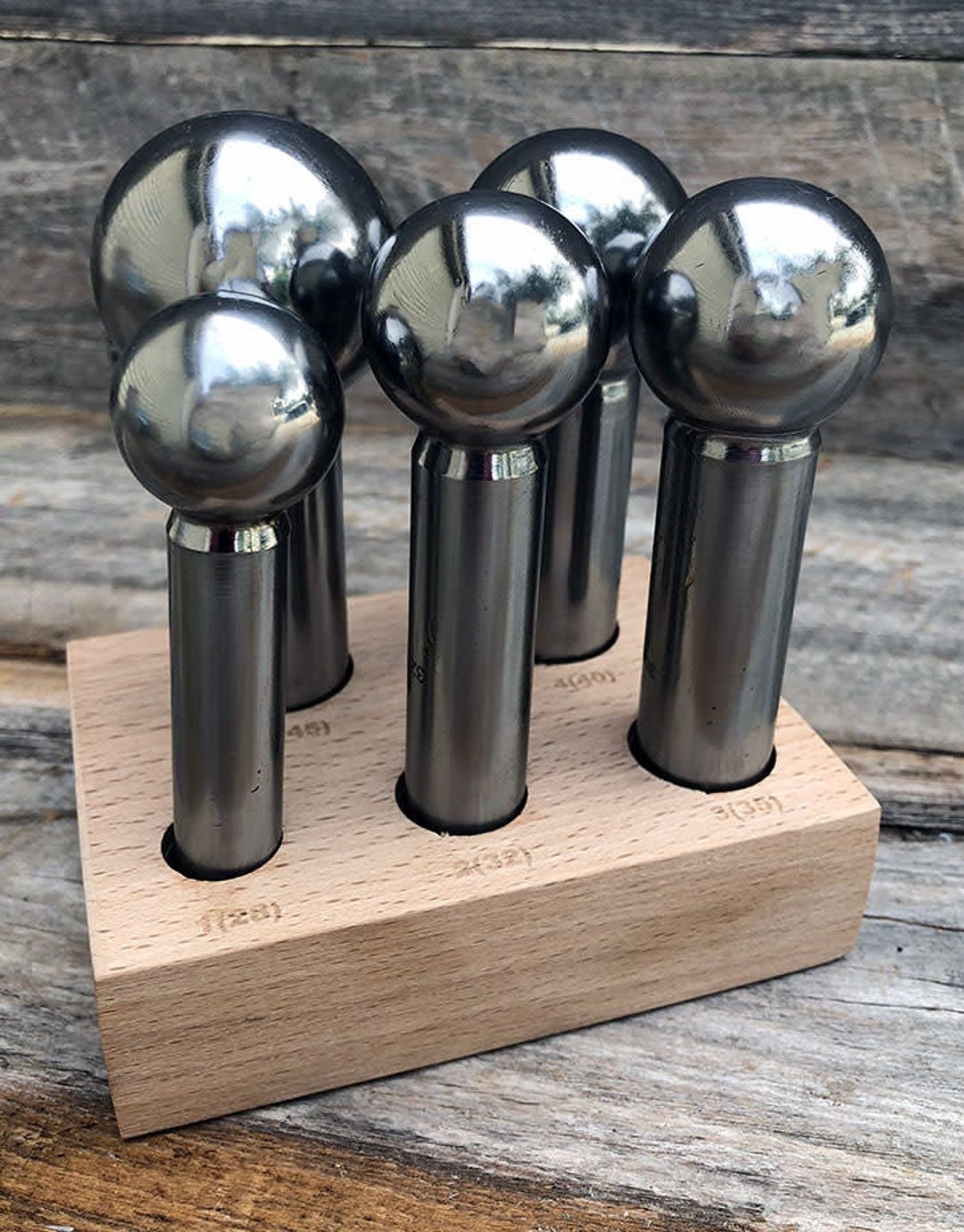 Large 5pc Dapping Punch Set in Wood Stand (DA7250) - Etsy