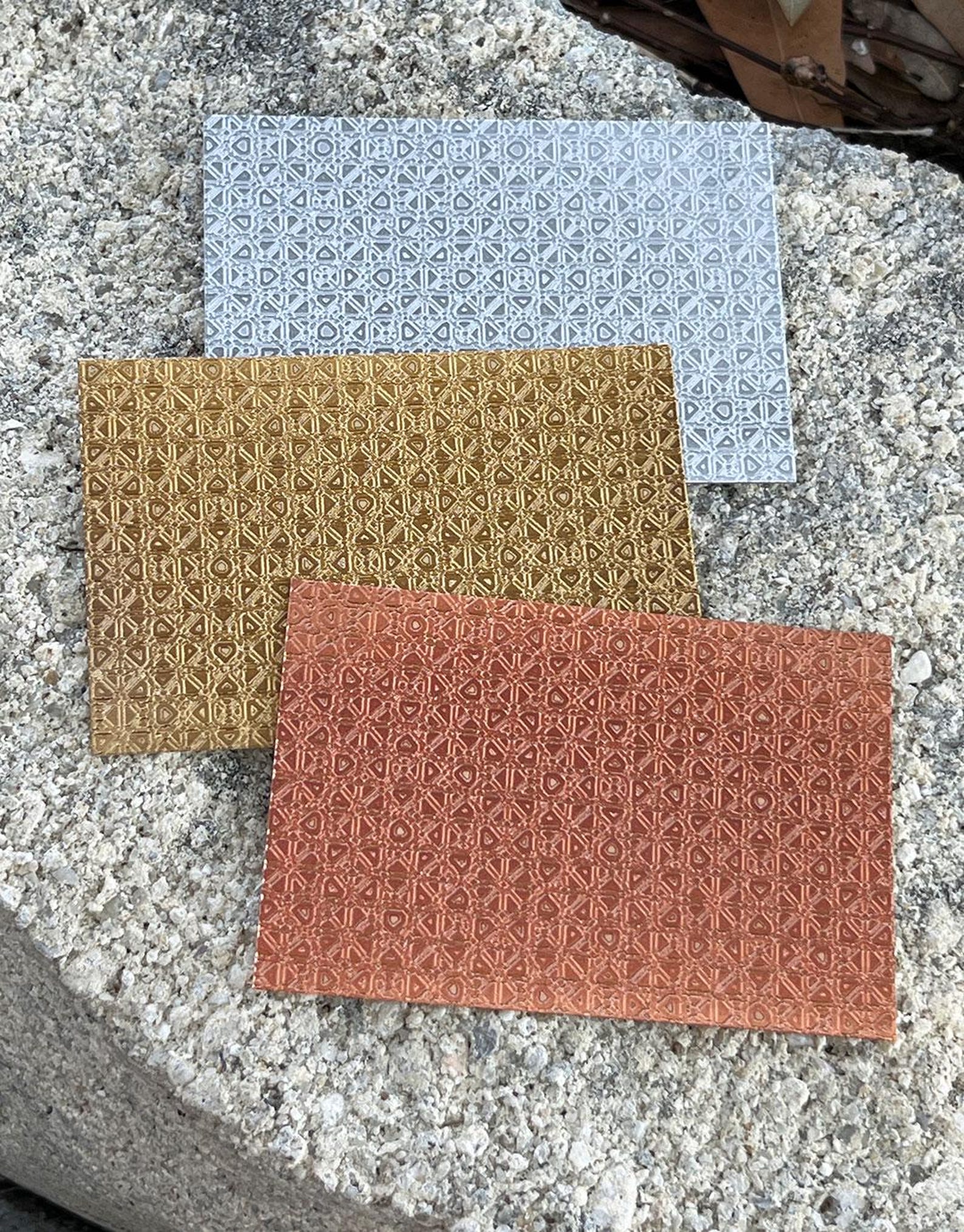 Quilted Grid Laser Engraved Metal Sheet 3x2” = Textured Jewelry Blank ...