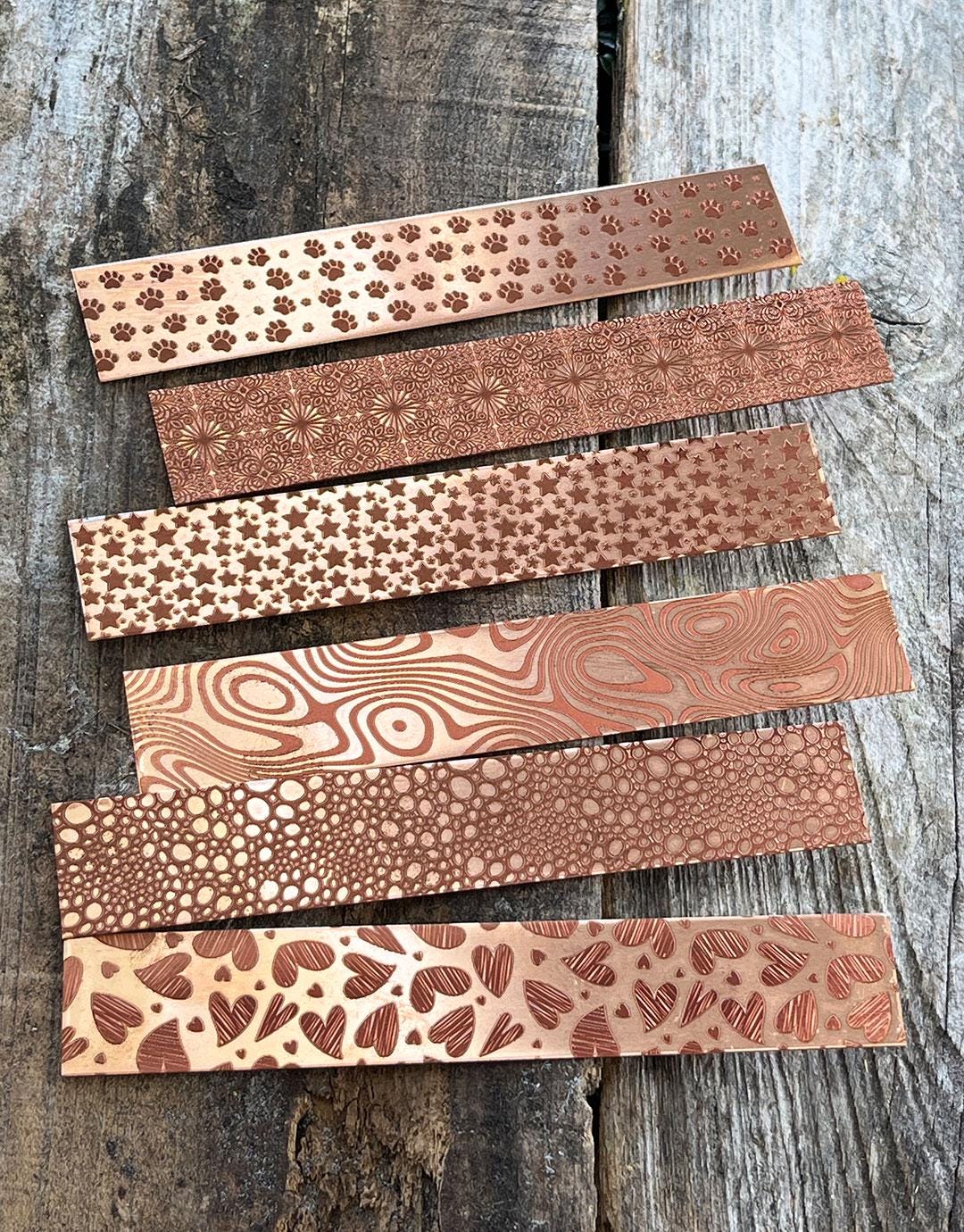 Laser Engraved Pattern Copper Strips 6x1" (XLP2XXX) **choose Thickness ...